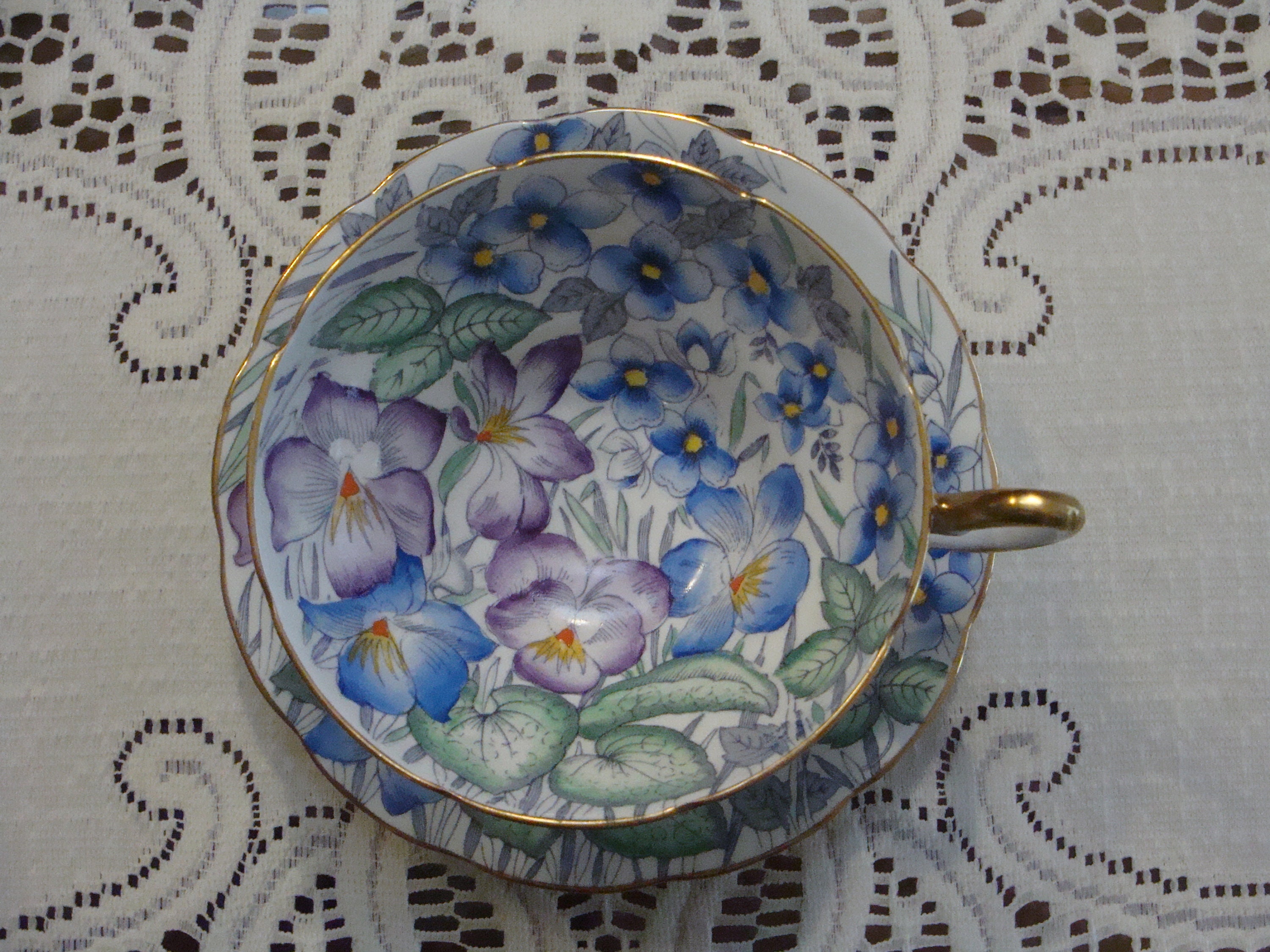 Vintage Taylor & Kent Longton England Bone Chine Blue and Purple ...