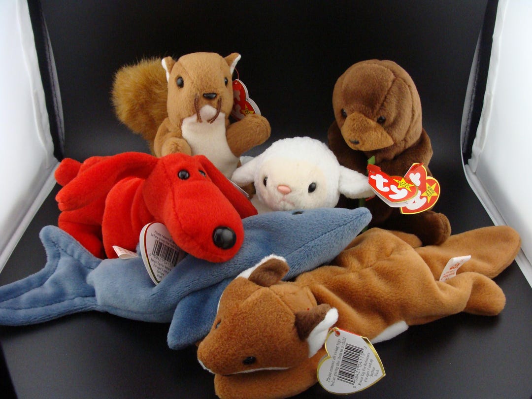 1996 Ty Beanie Original Babies With Errors! Crunch, Fleece, Nuts, Rover ...