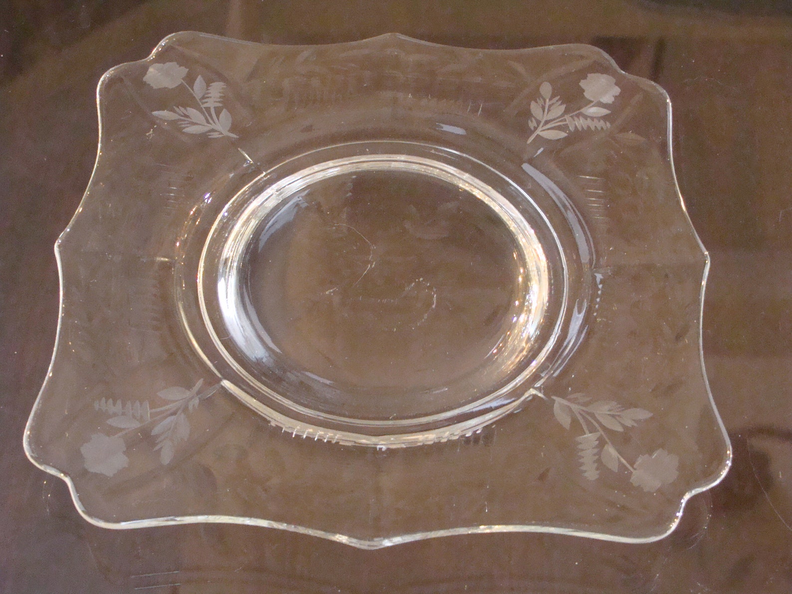 Vintage Clear Glass Etched Plates-floral Patterns - Etsy