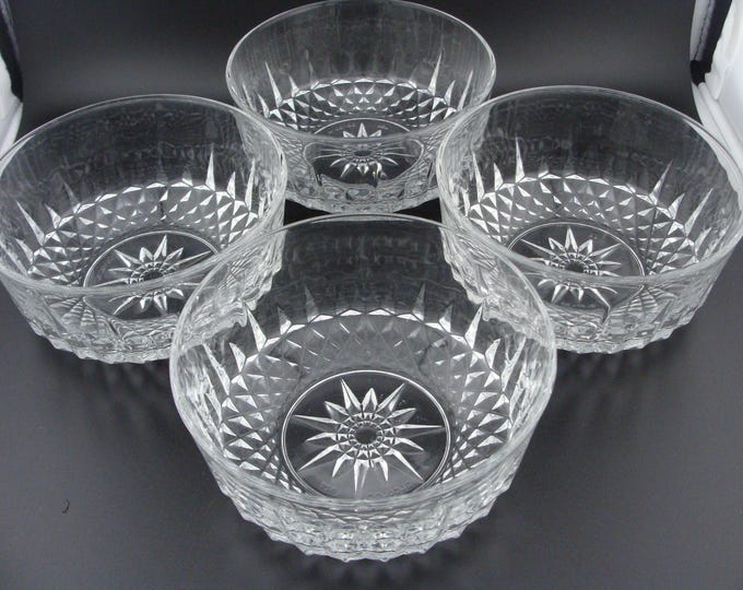 Set of Six Arcoroc 4 7/8" Clear Glass Salad Bowls, Diamond and ...