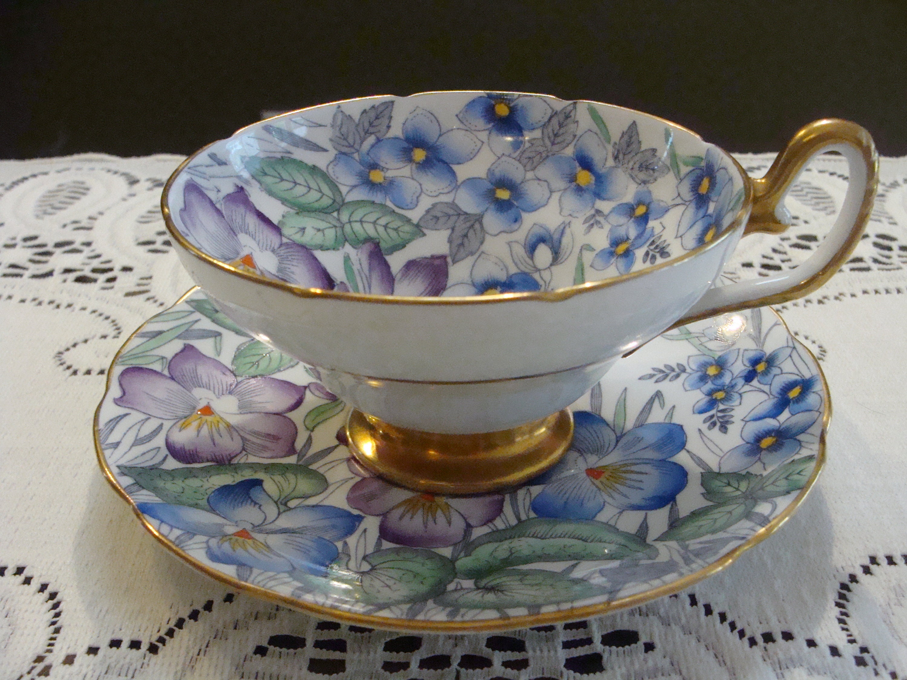 Vintage Taylor & Kent Longton England Bone Chine Blue and Purple ...