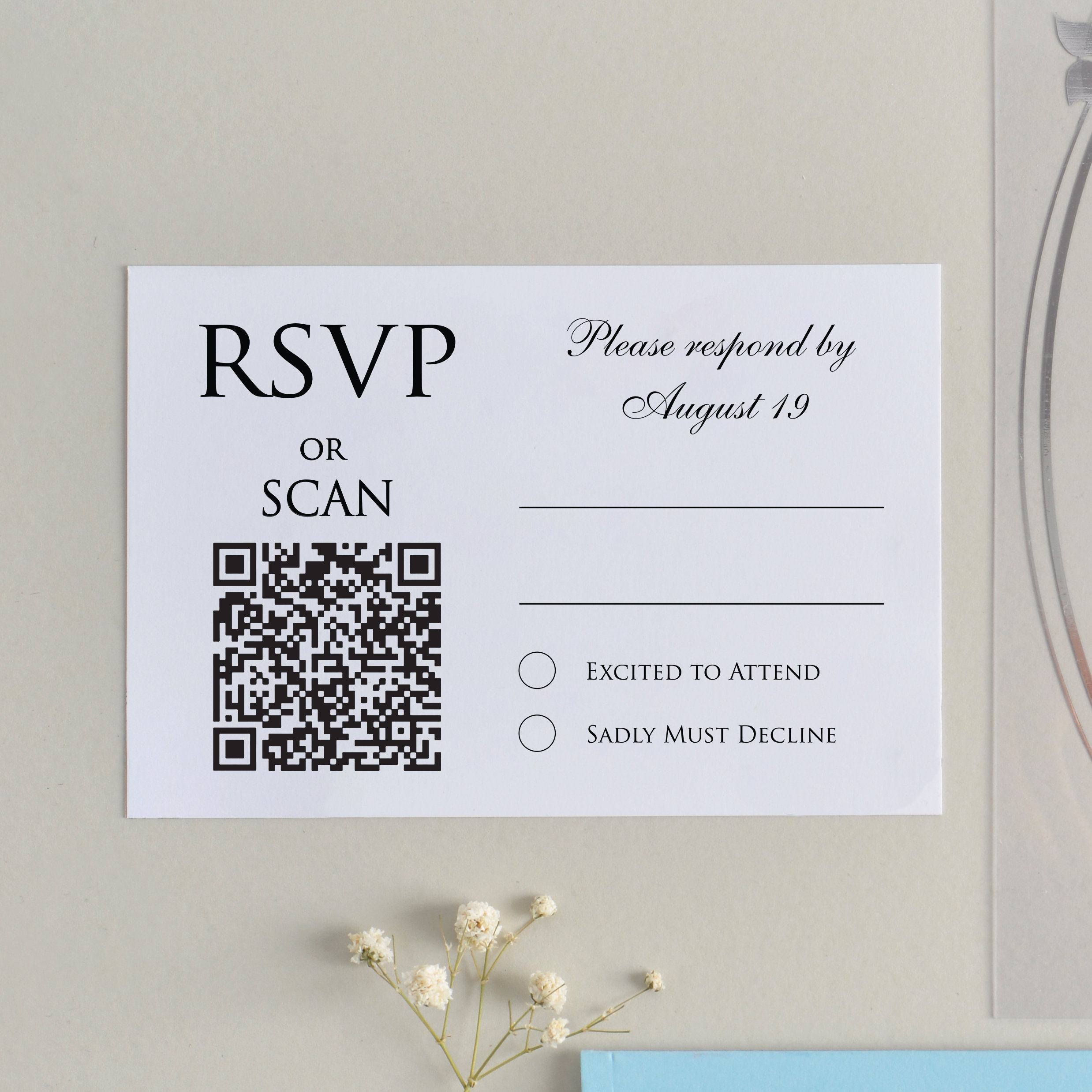 Qr Code Rsvp Card Template, Wedding RSVP Card, Rsvp Insert Minimalist ...