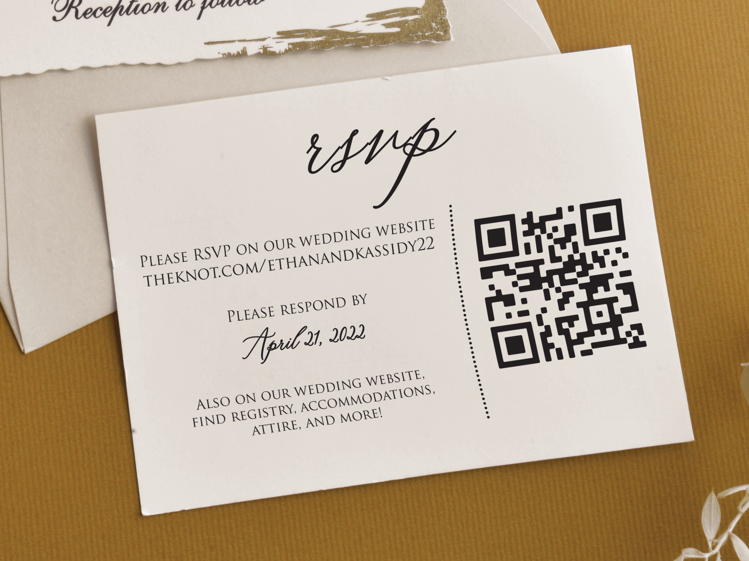 Ivory Qr Code Rsvp Card Template, Wedding RSVP Card, Rsvp Insert ...