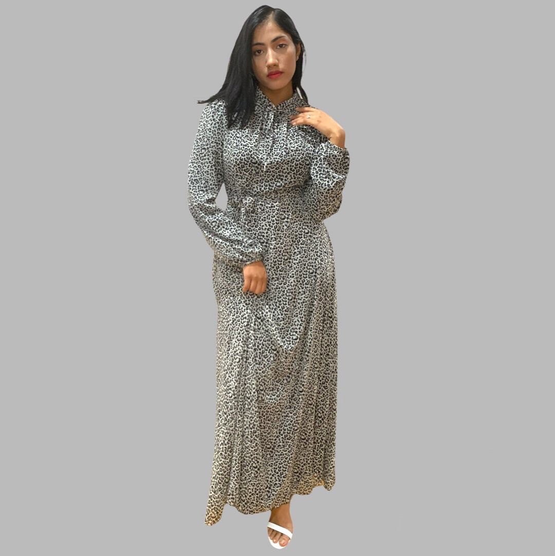Animal Print Maxi Dress| Leopard Print Maxi Dress| Long Sleeve Dress ...