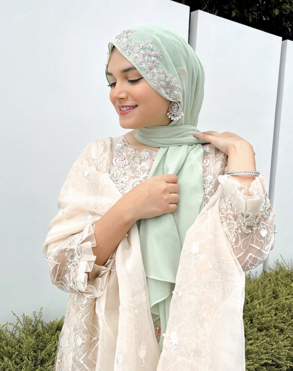 Luxury Silver Sequin Work Hijab Luxury Hijab Embellished Hijab Bridal ...