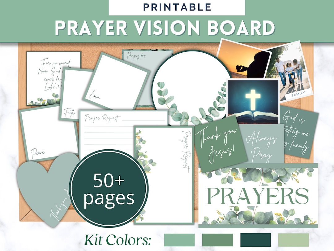 Prayer Vision Board, 2025 Prayer Board Kit Printable, Christian Collage ...