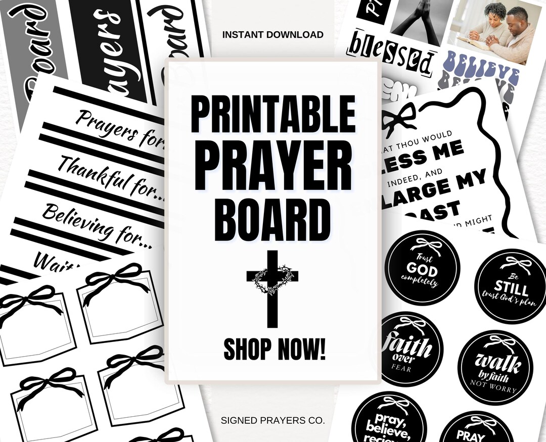 Prayer Board Printable Kit Black, 2026 Women’s Prayer Board, Christian ...