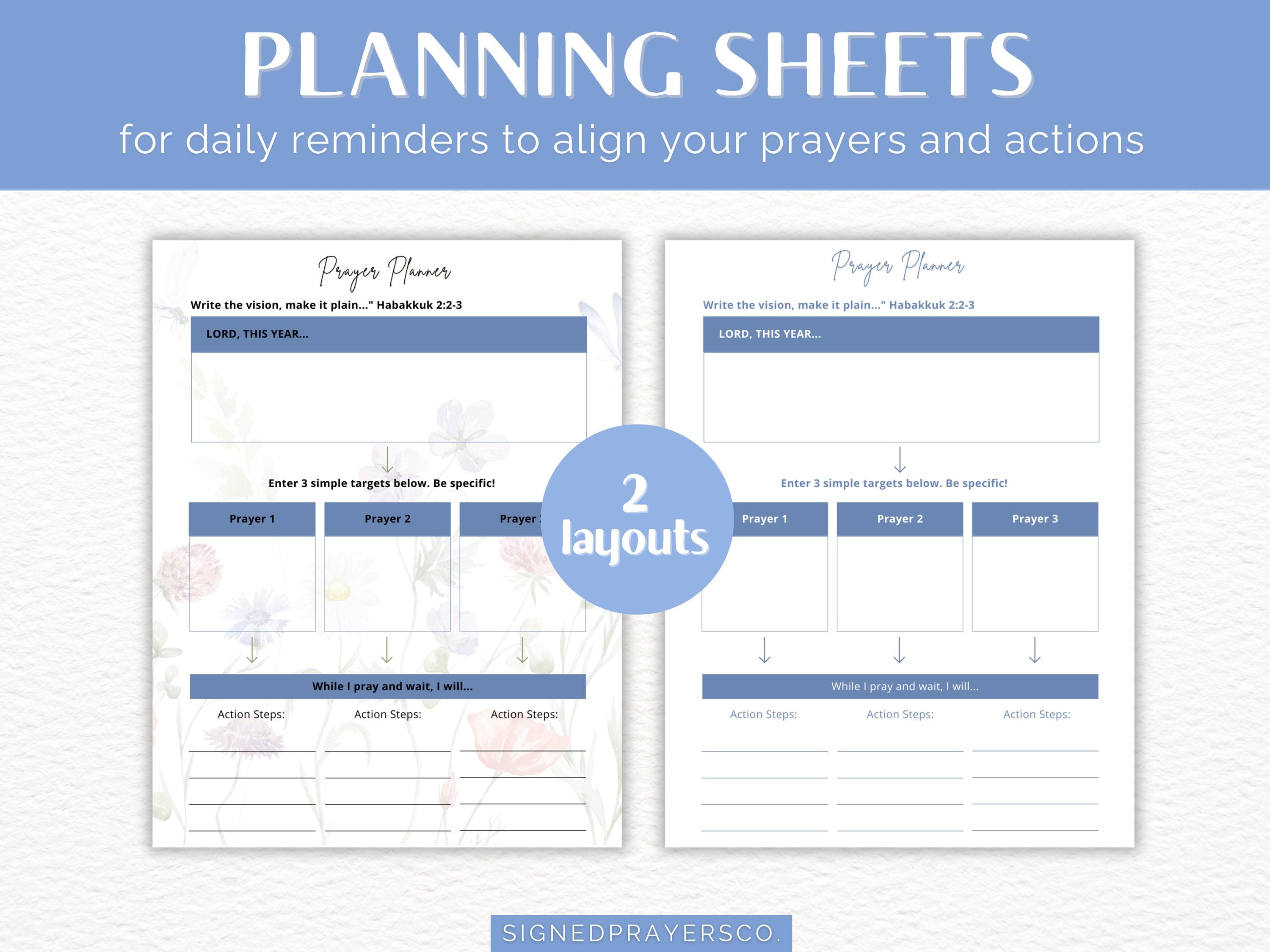 Prayer Vision Board Printable, Blue Prayer Board Kit, Sunday Group ...