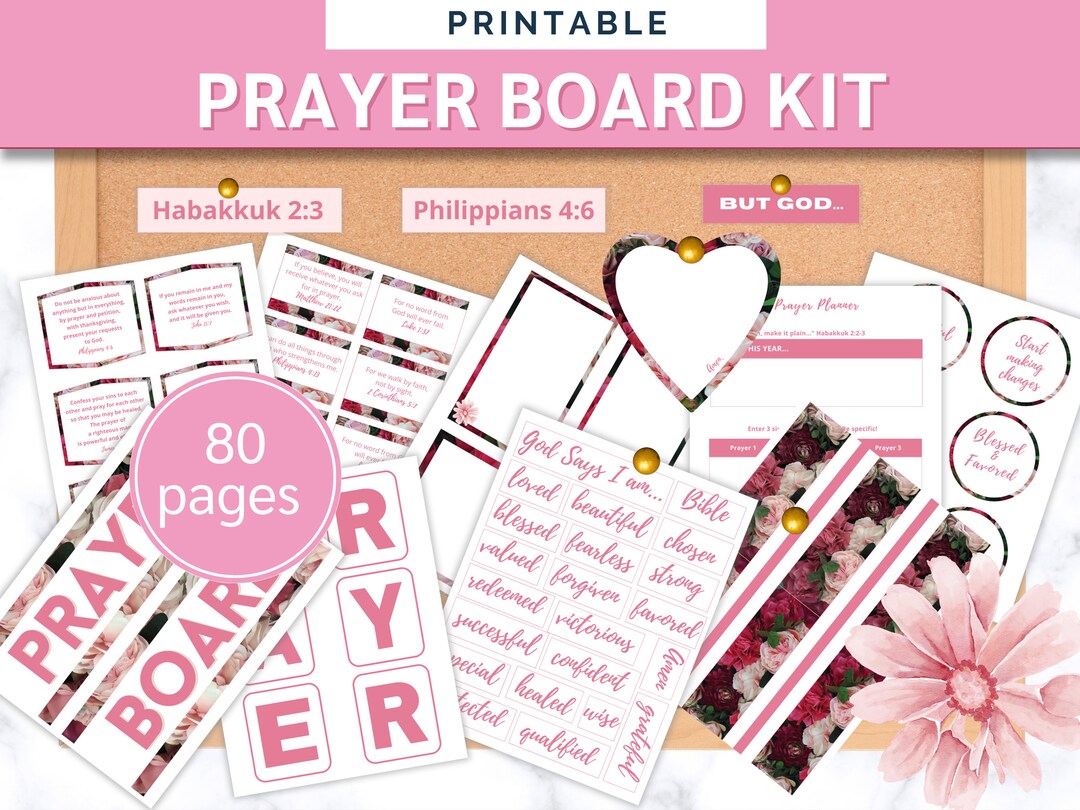 2026 Pink Prayer Board Kit, Printable Prayer Requests Board, Answered ...