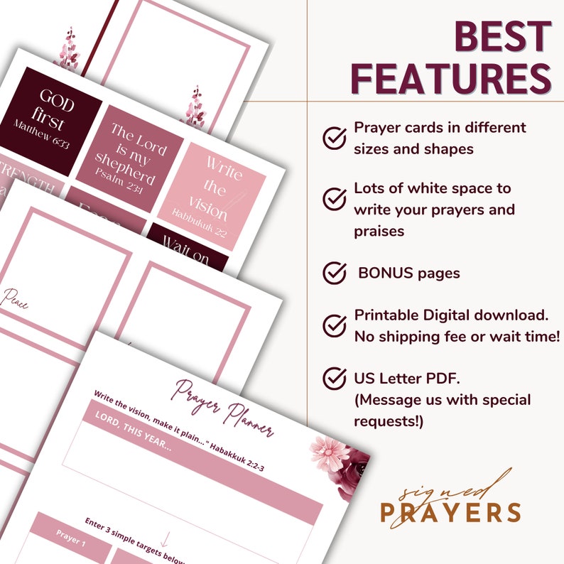 Pink Prayer Vision Board Kit: Christian Printable Digital Download ...