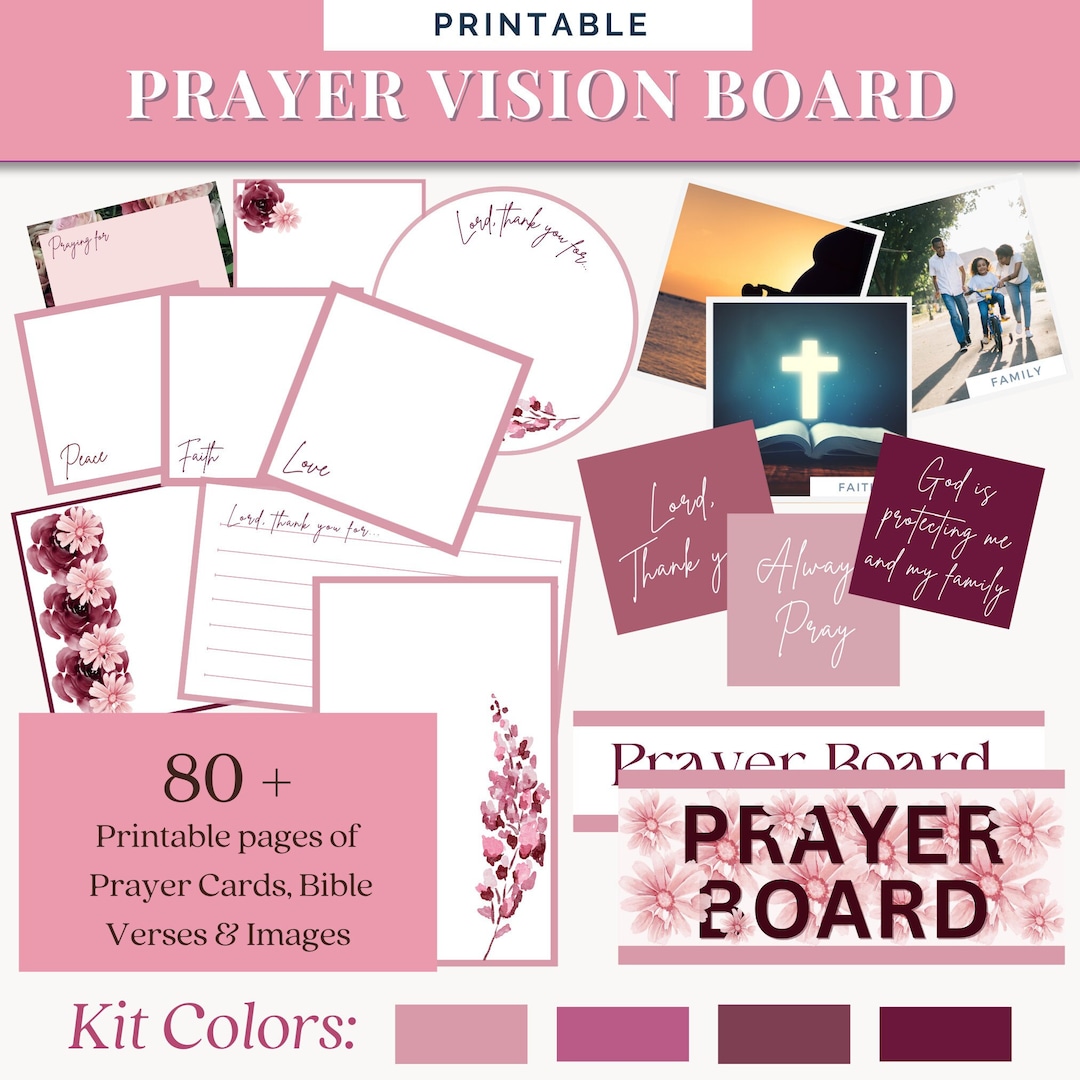Prayer Vision Board, 2024 Prayer Board Kit Printable, Christian Collage ...