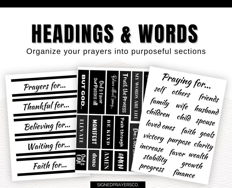 Prayer Board Printable Kit Black, 2026 Women’s Prayer Board, Christian ...