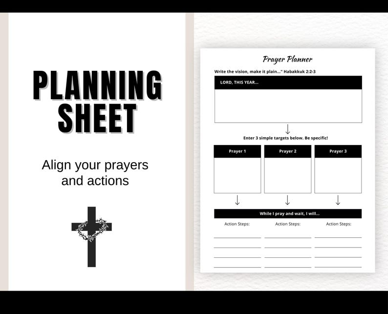 Prayer Board Printable Kit Black, 2026 Women’s Prayer Board, Christian ...