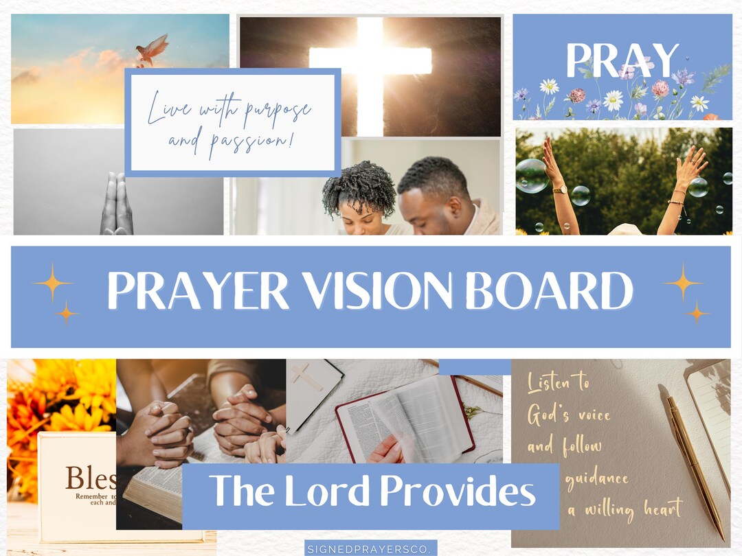 Prayer Vision Board Printable, Blue Prayer Board Kit, Sunday Group ...