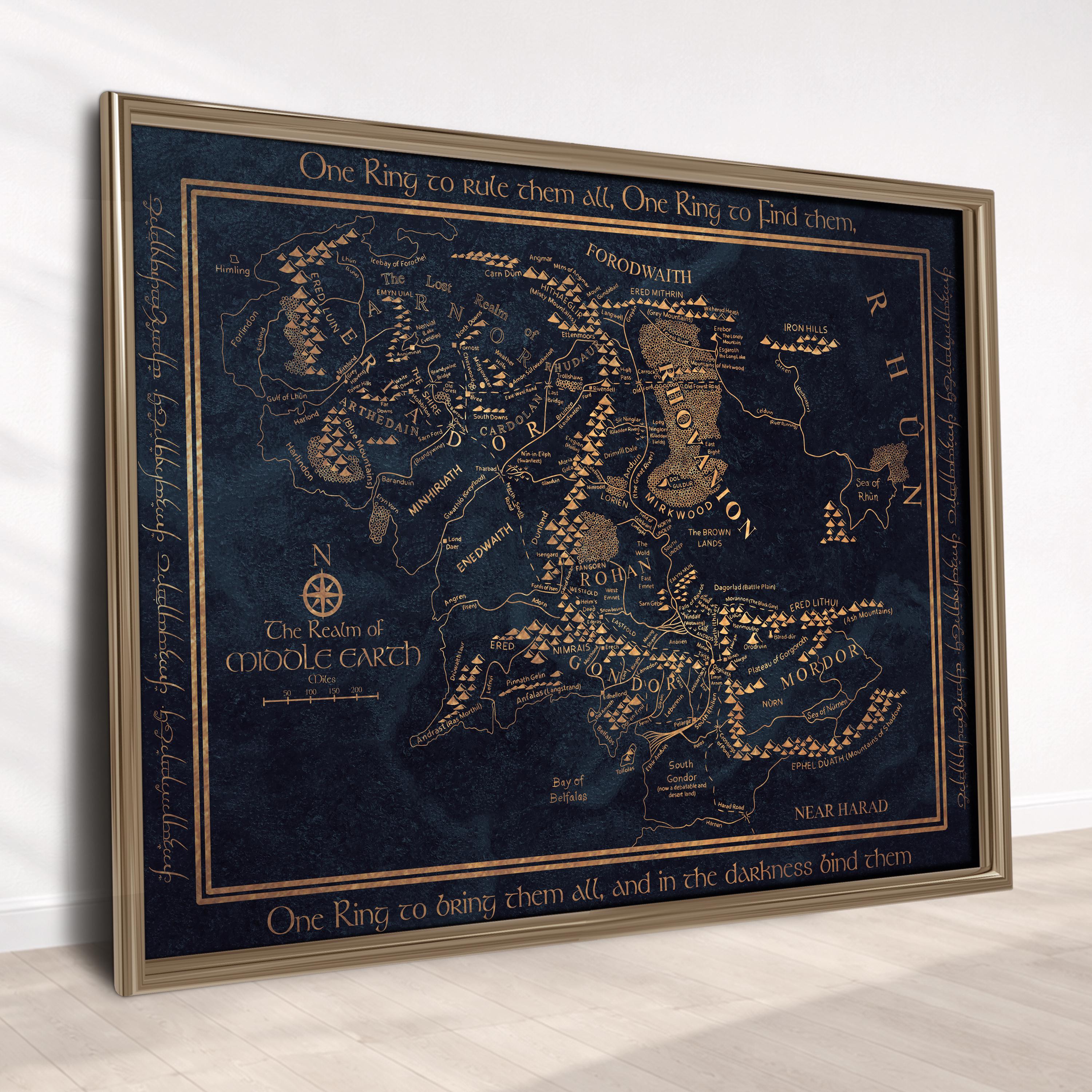 Lord of the Rings Middle Earth Map Poster Printable, Travel Digital Art ...