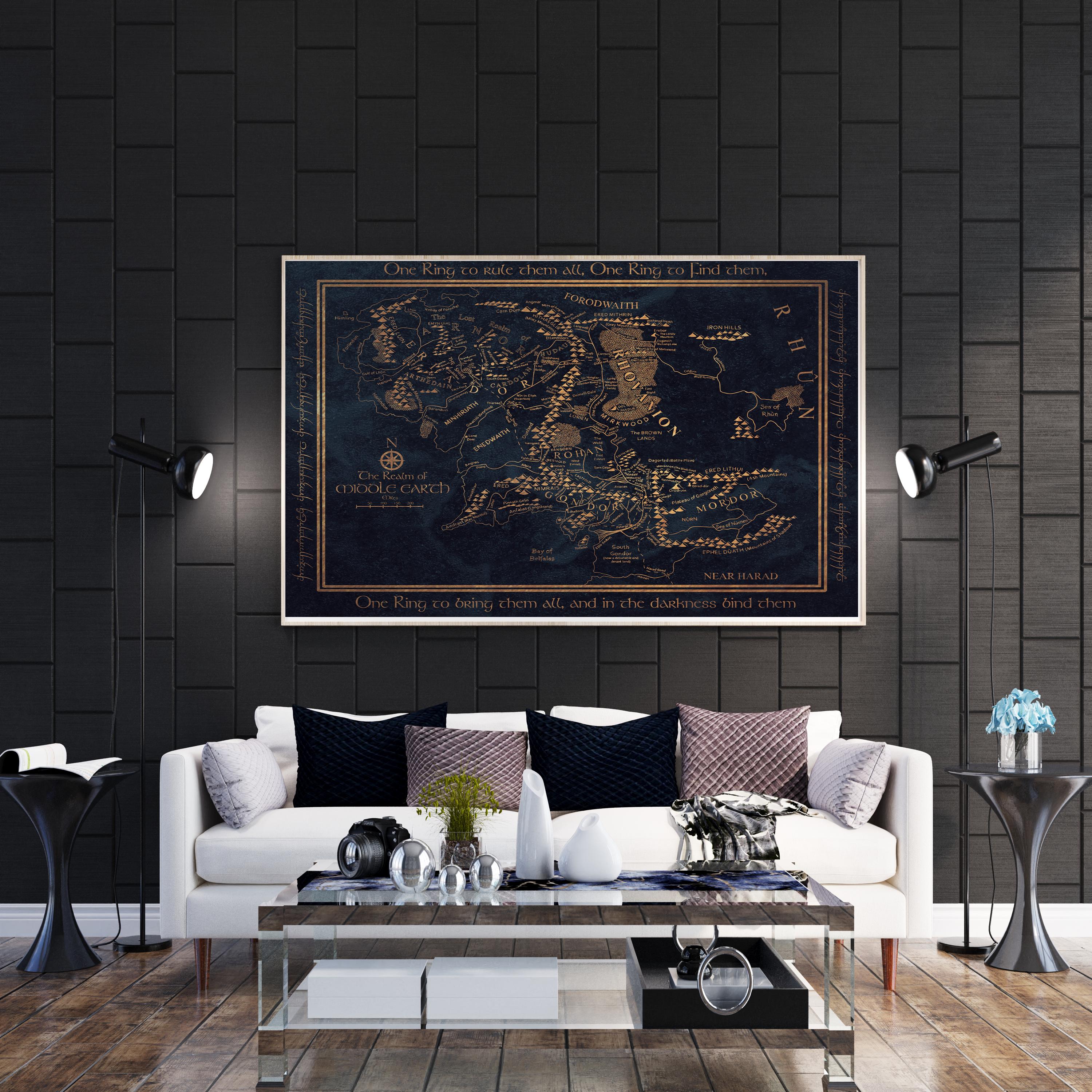 Lord of the Rings Middle Earth Map Poster Printable, Travel Digital Art ...