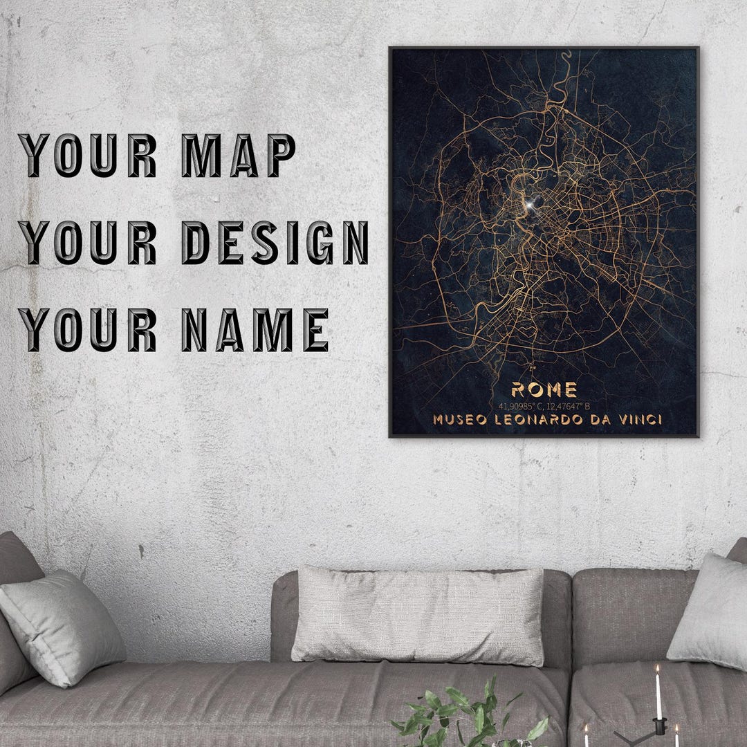 A Map of Your City in Color You Choose. With a Mark on the Map of Your ...