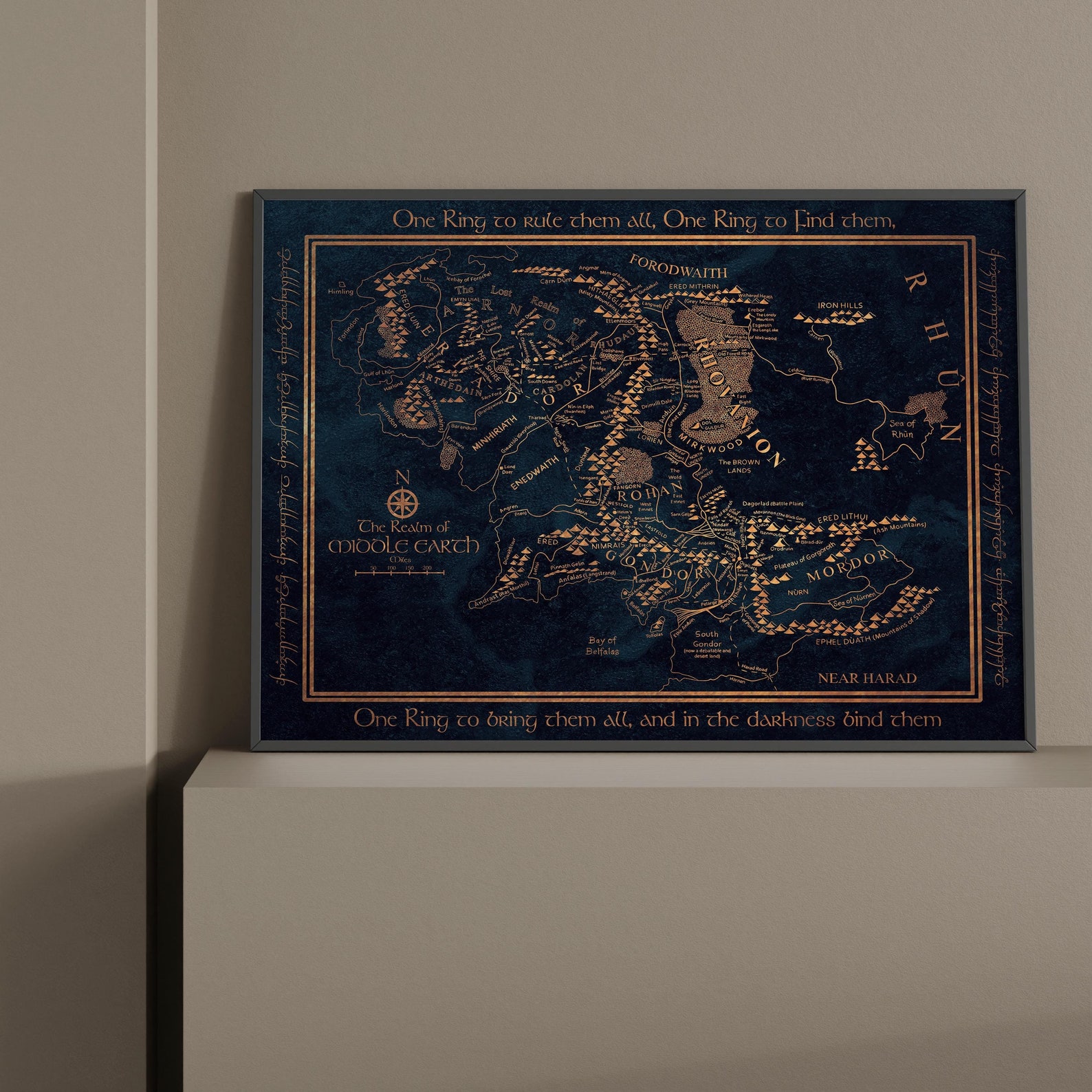 Lord of the Rings Middle Earth Map Poster Printable, Travel Digital Art ...