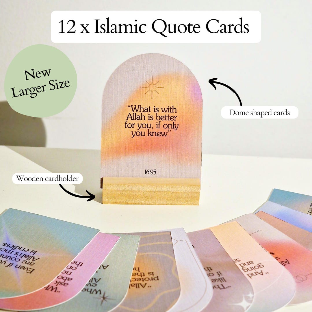 Islamic Quote Cards | Dome Shaped Prints With Wooden Holder | Islamic ...