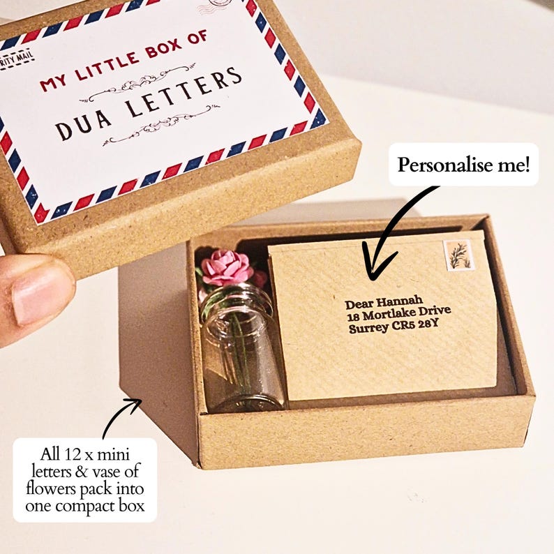 Mini Dua Letters Box, Personalised Islamic Gift, Mini Vase & Roses - Etsy