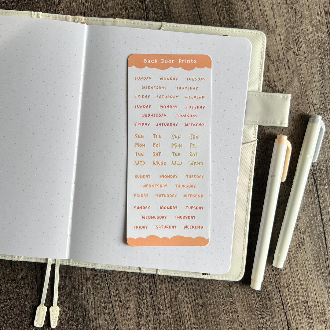 Days Sticker Sheet | Weekly Sticker Sheet | Bullet Journal Stickers ...