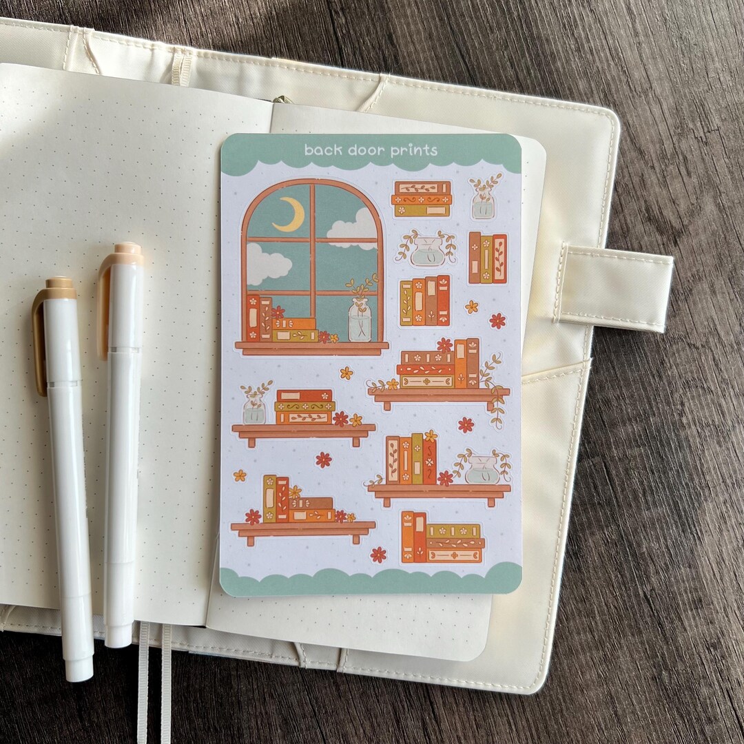 Fall Bookshelf Sticker Sheet: Reading Journal Stickers - Etsy