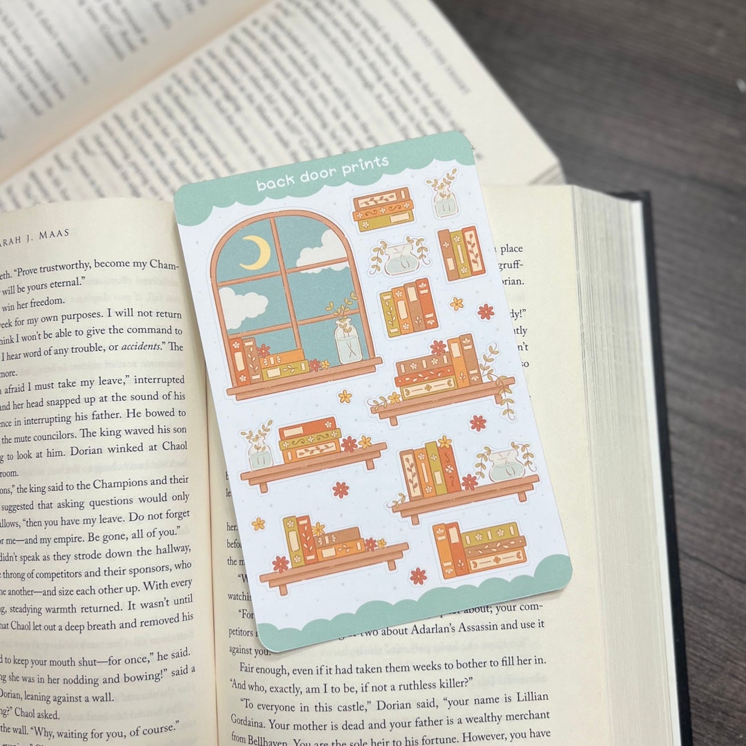 Fall Bookshelf Sticker Sheet Book Lovers Reading Journal Stickers ...