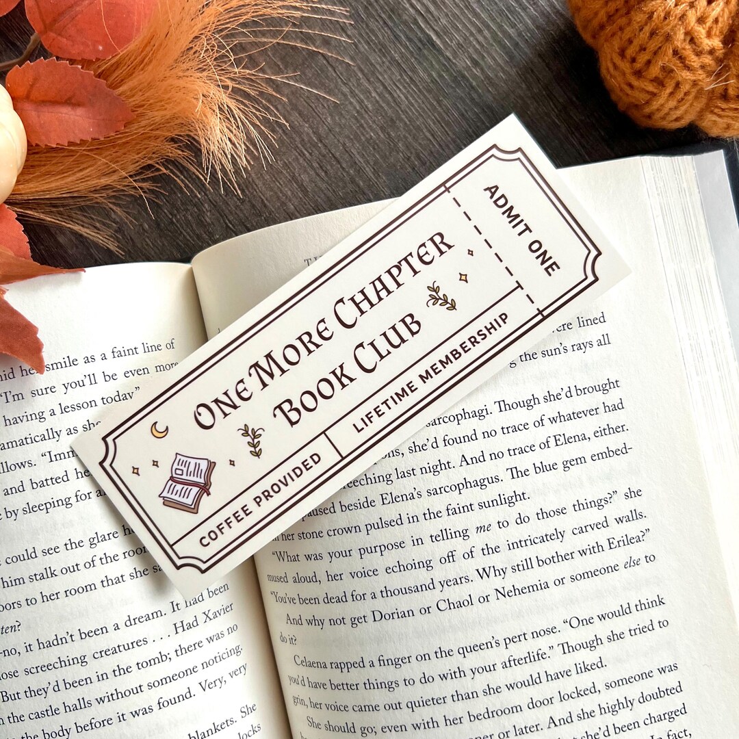 One More Chapter Book Club Ticket Bookmark | Bookish Gift | Book Lovers ...