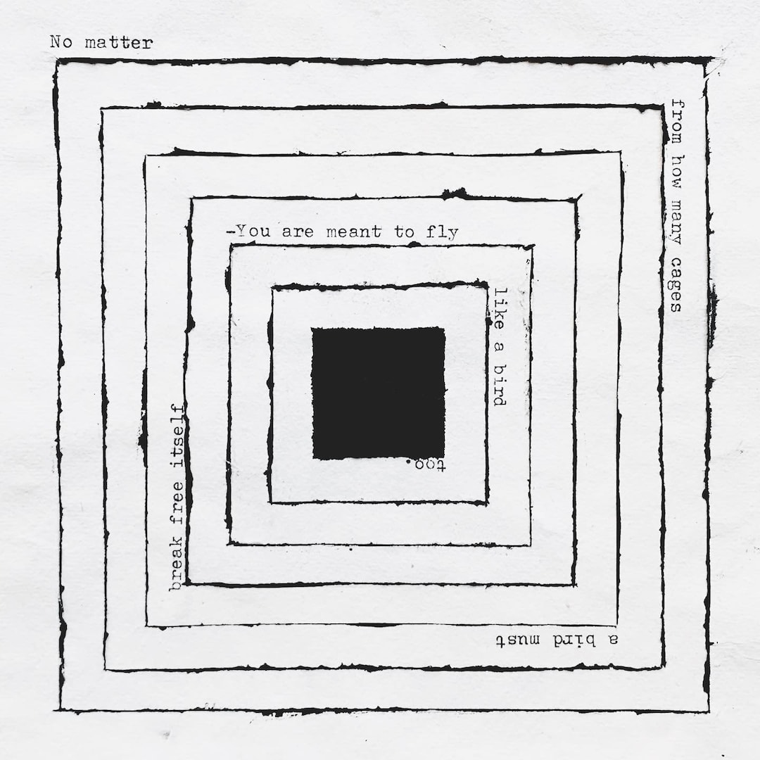 Like a Bird / Word Art Ink Poem Sumi-e Typography Letters Writing ...