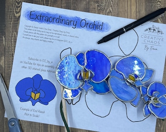 Stained Glass Pattern Orchid Suncatcher Pdf Download - Etsy