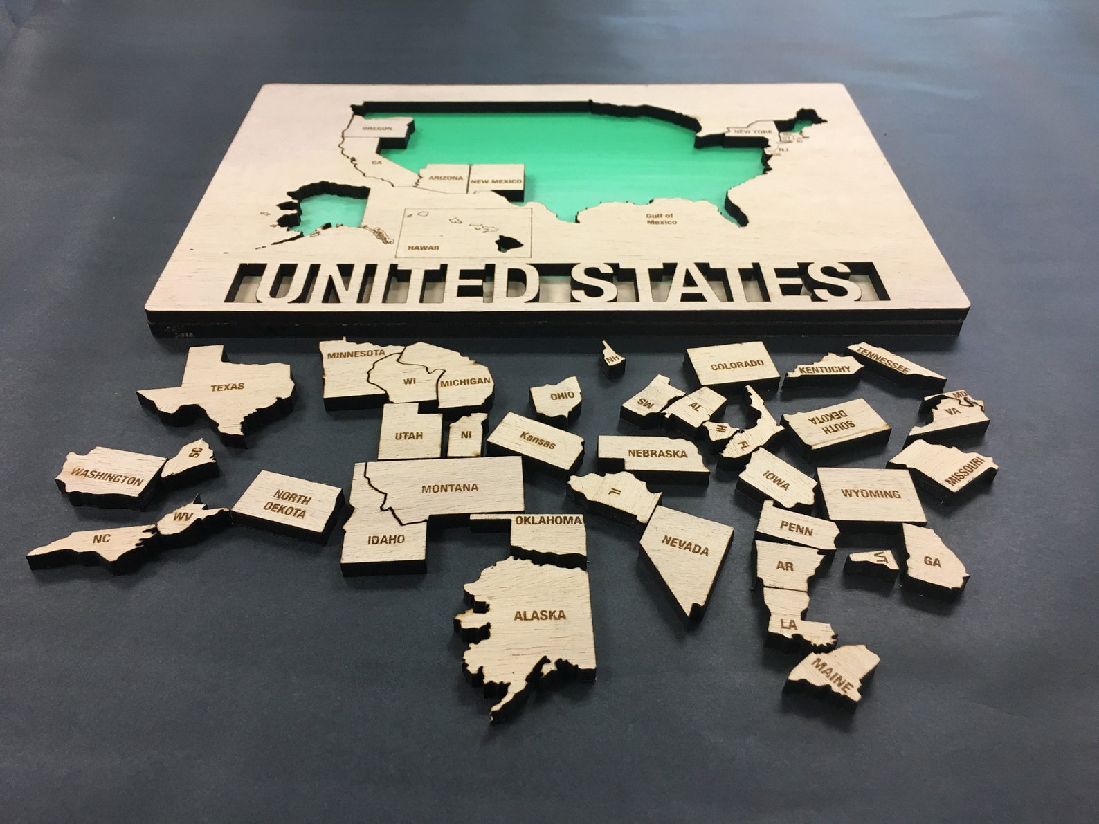 Multilayer Puzzle US Map. Laser Cutting & Engraving. USA, United States ...