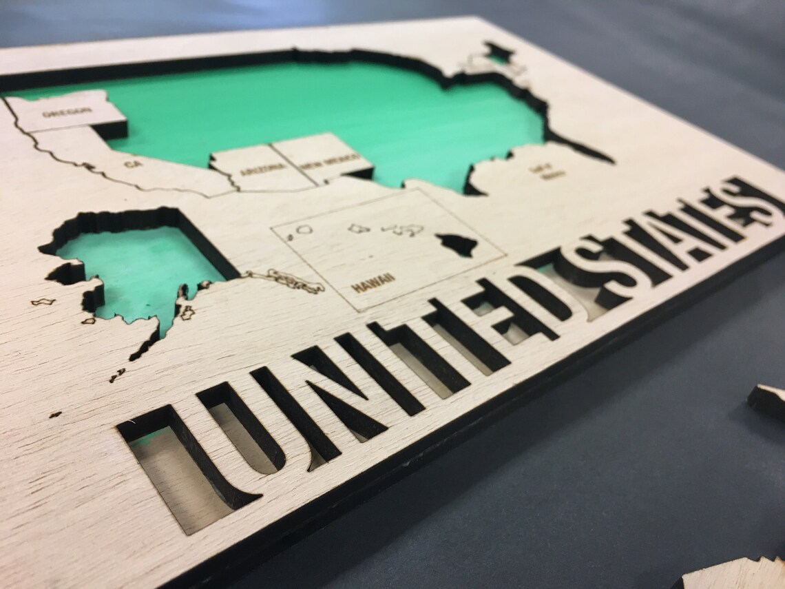 Multilayer Puzzle US Map. Laser Cutting & Engraving. USA - Etsy