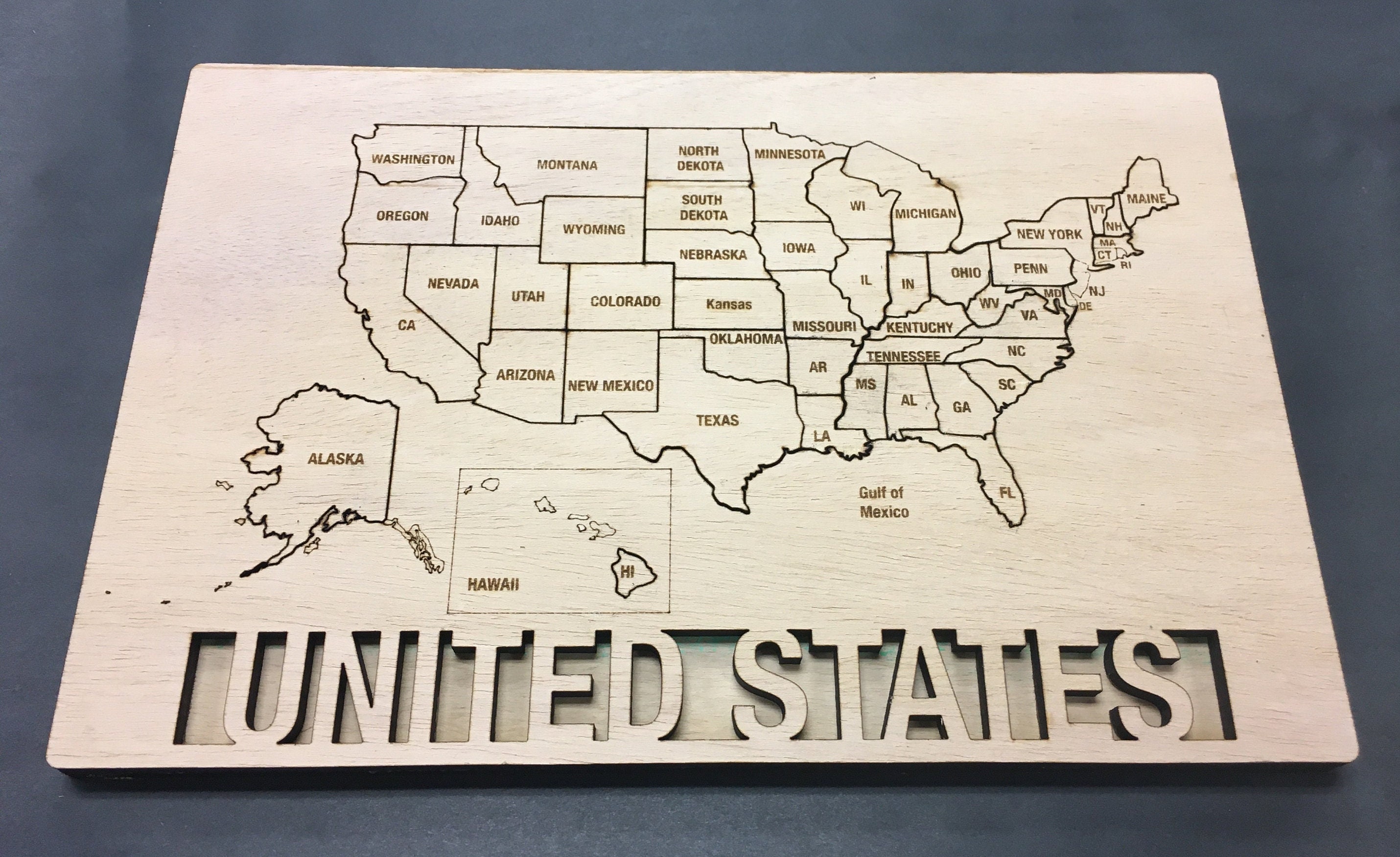 Multilayer Puzzle US Map. Laser Cutting & Engraving. USA, United States ...