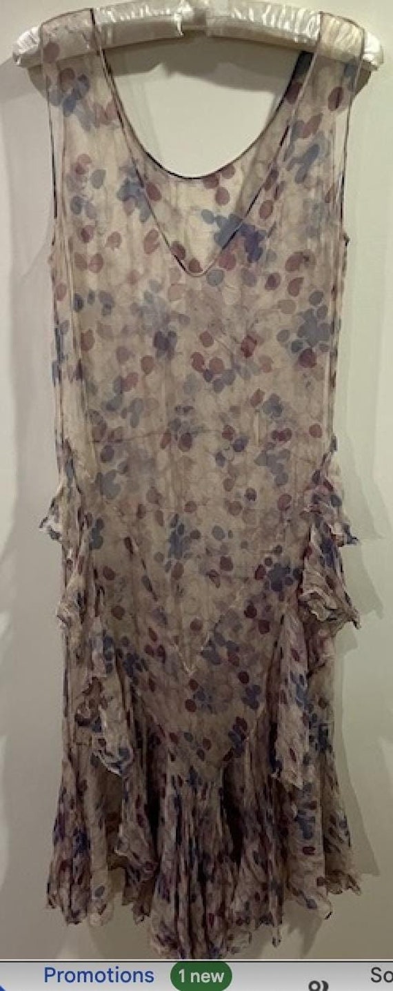 Vintage 30s era silk chiffon tea dress, off white, ma… - Gem