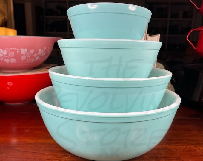 Vintage Pyrex Turquoise robin Egg Blue Mixing Bowl Set - Etsy