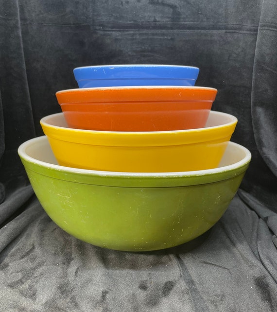 Pyrex Reverse Primary Mixing 4-bowl Set - Etsy