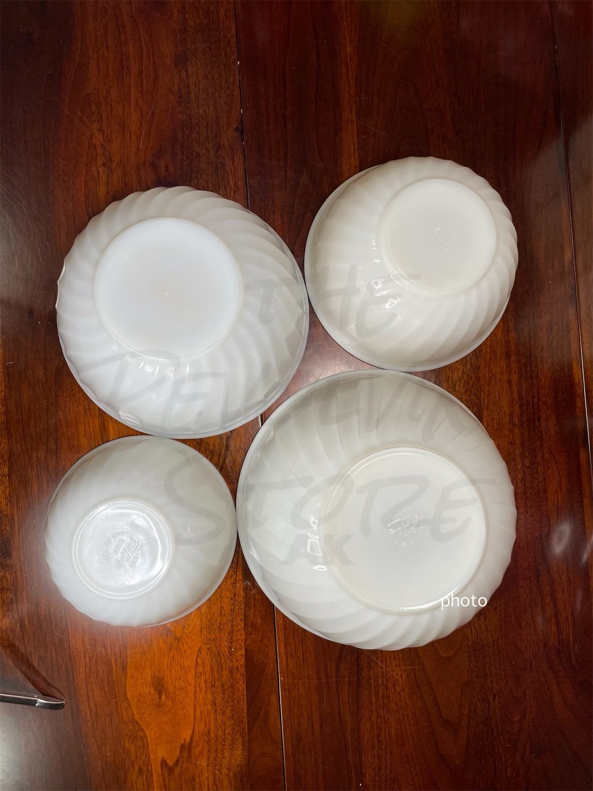 Fire King White Swirl Mixing Bowl Set - Etsy