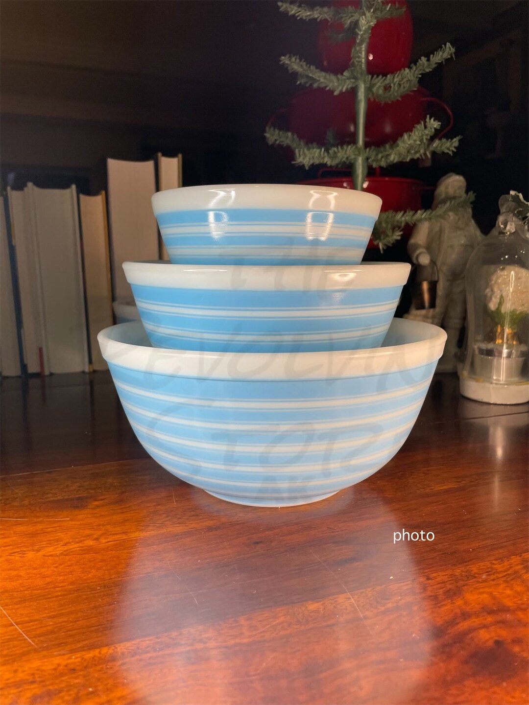 Vintage Pyrex Blue Stripe 401-403 Mixing Bowls - Etsy