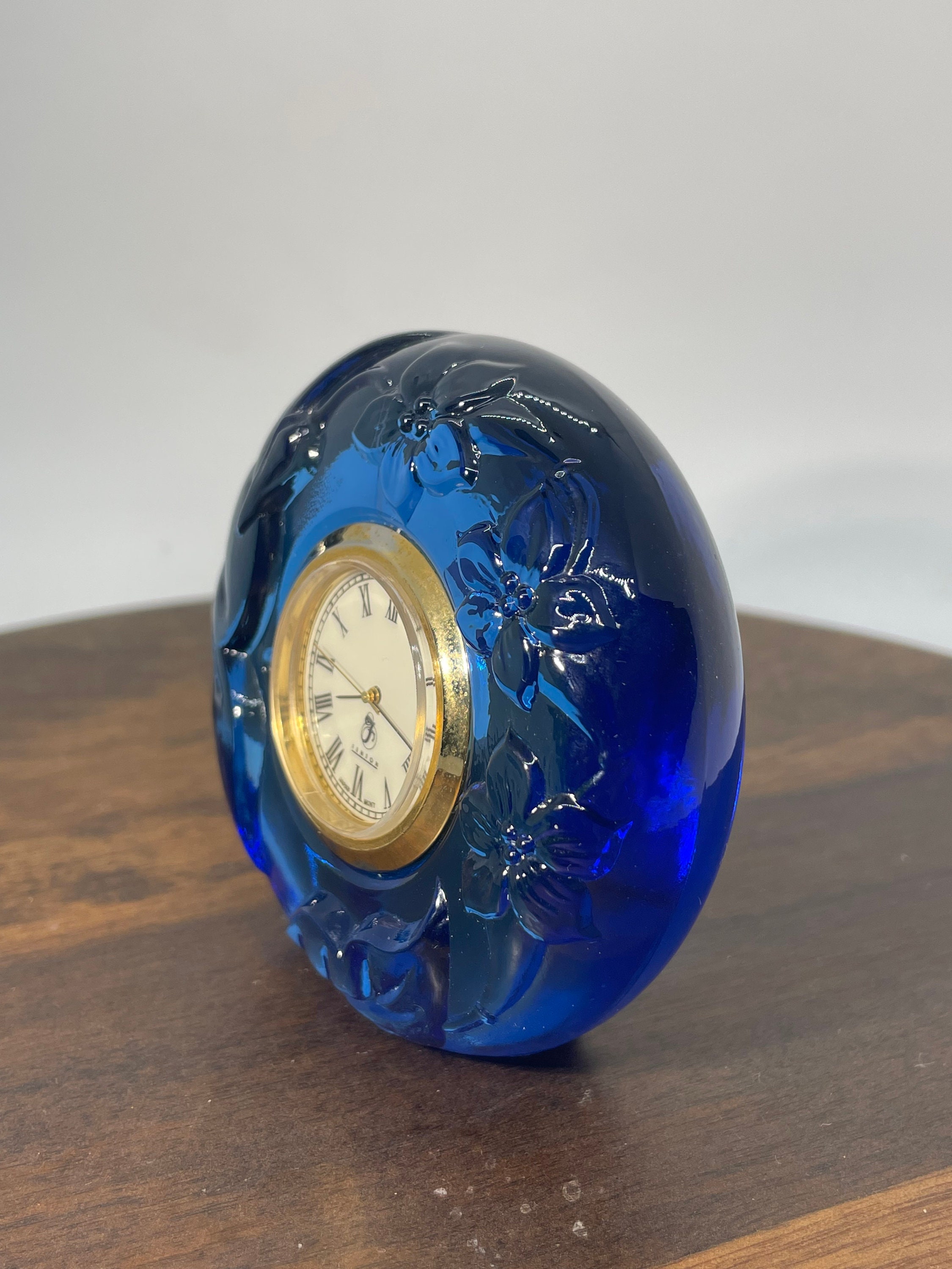 Vintage Fenton Blue Floral Glass Clock - Etsy