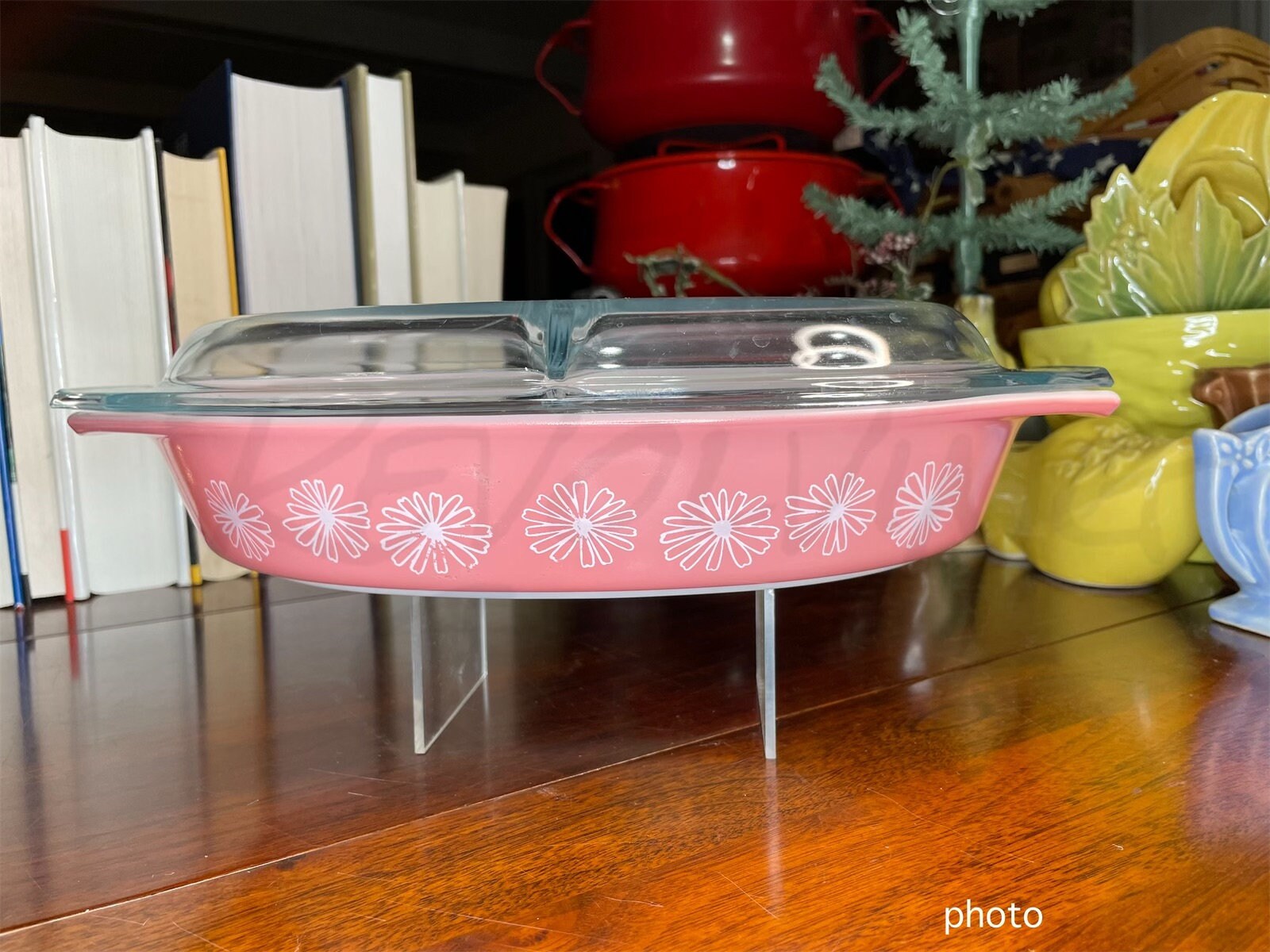 Vintage Pyrex Pink Daisy Divided Casserole - Etsy
