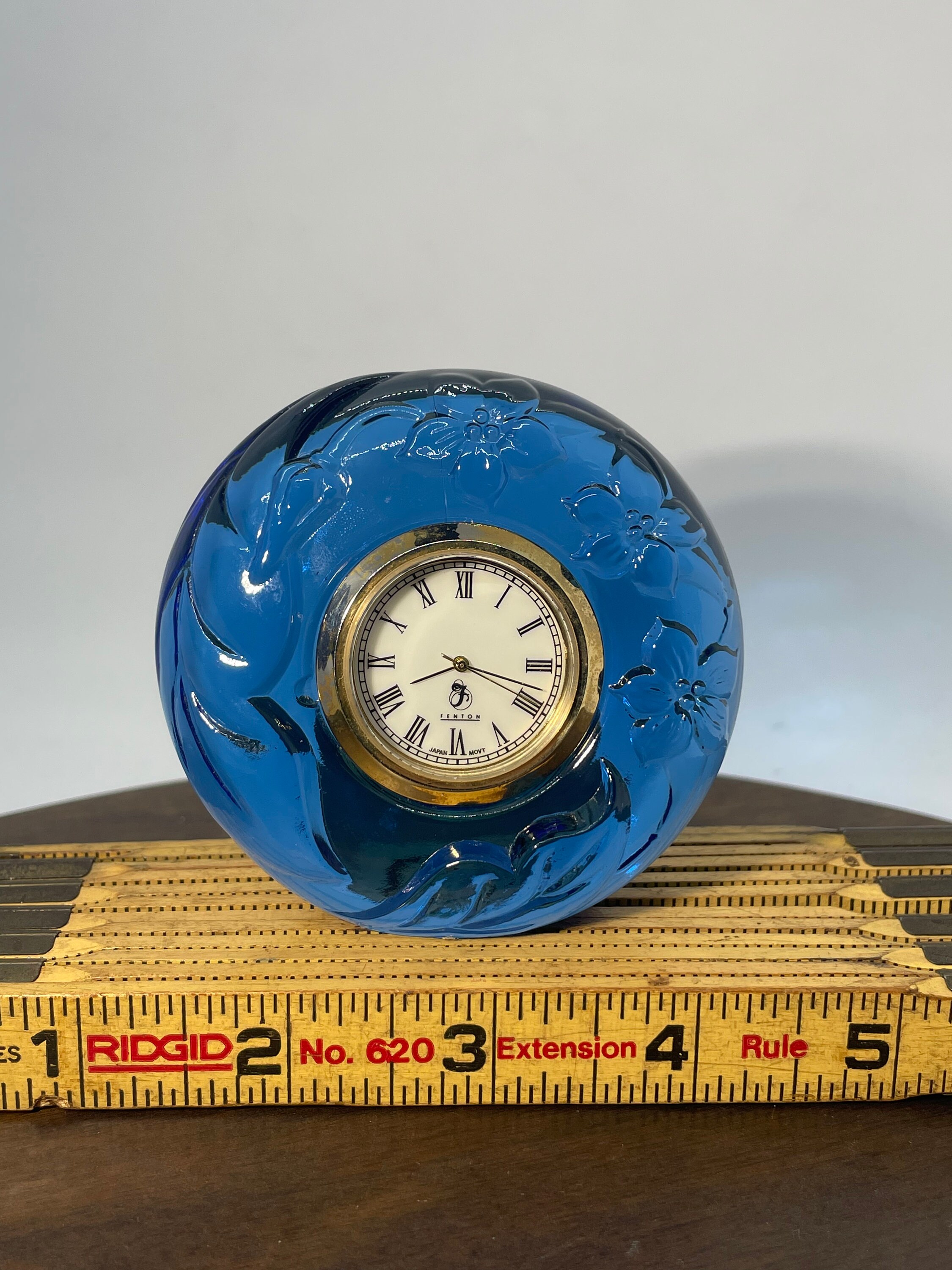 Vintage Fenton Blue Floral Glass Clock - Etsy