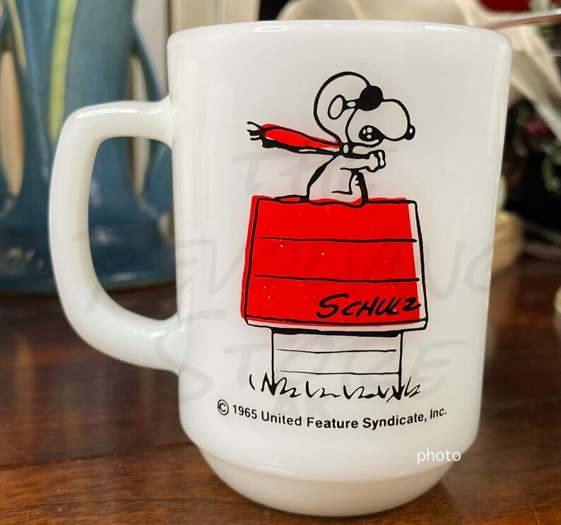 Vintage Fire King Snoopy 1965 / Anchor Hocking Advertising Mugs Choice ...