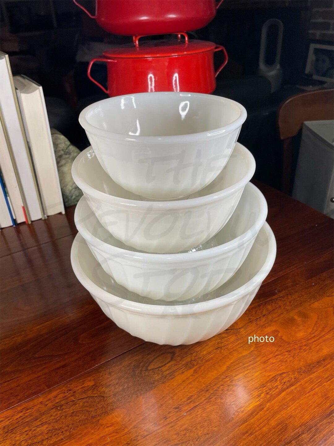 Fire King White Swirl Mixing Bowl Set - Etsy