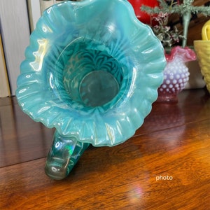 Vintage Fenton Aqua/blue Opalescent Daisy and Fern Water Pitcher - Etsy