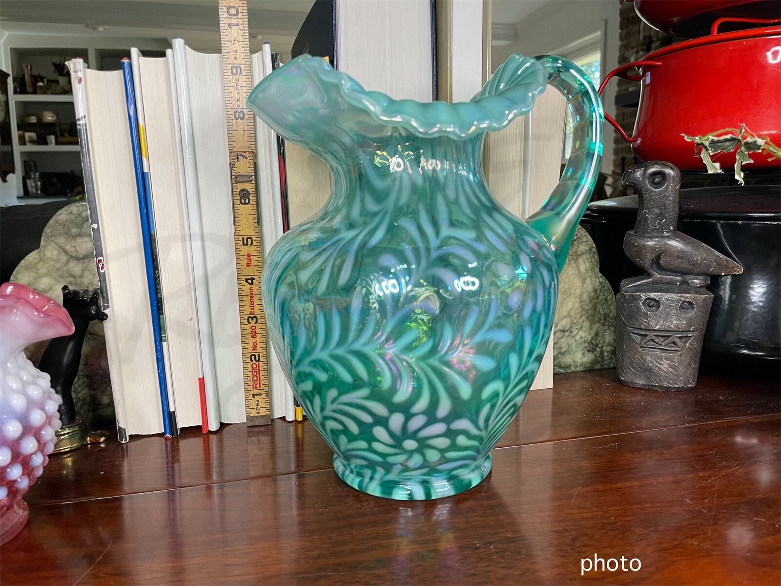 Vintage Fenton Aqua/blue Opalescent Daisy and Fern Water Pitcher - Etsy
