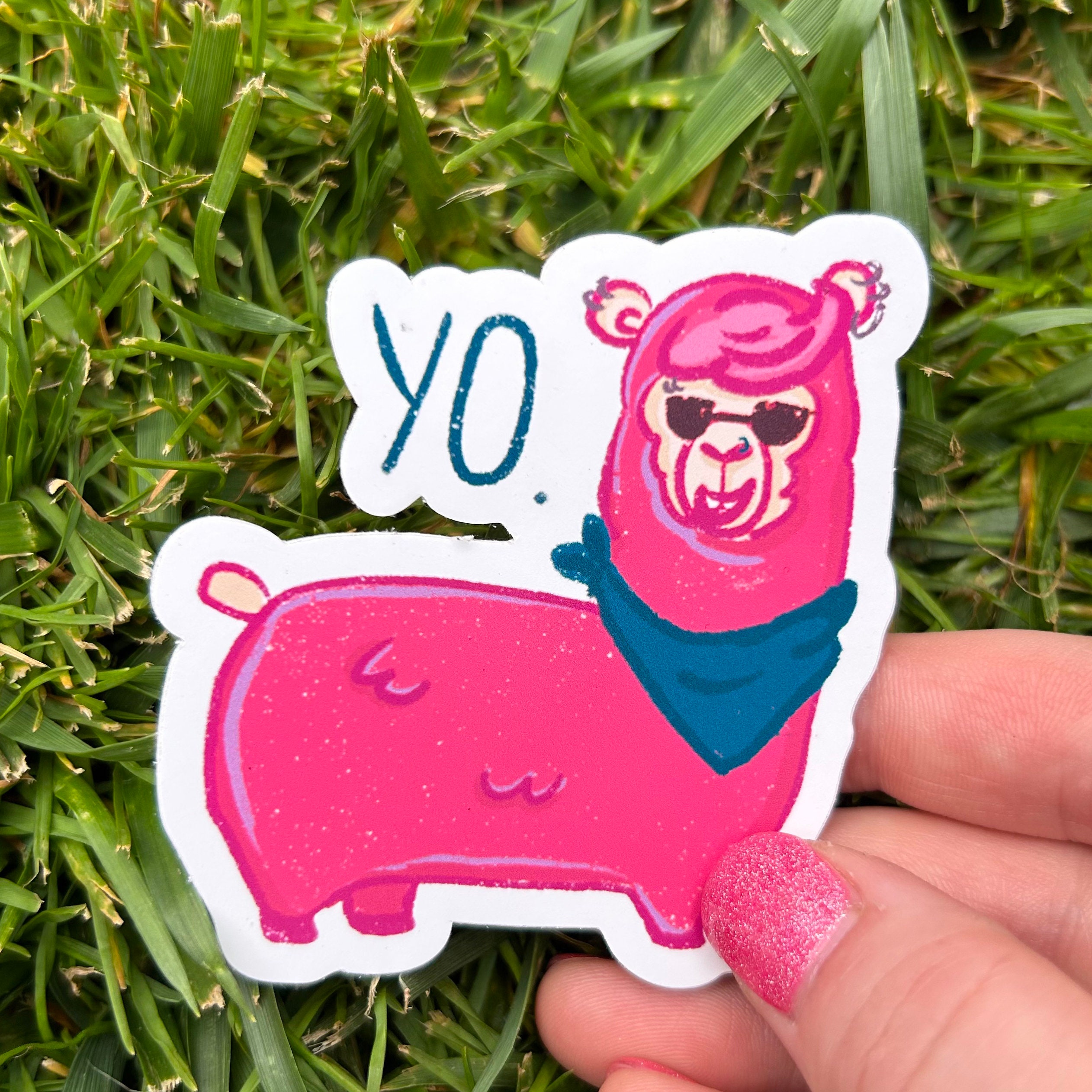 Yo Llama Deluxe Vinyl Sticker, Llama, Funny, Best Friend Gift, Hello ...