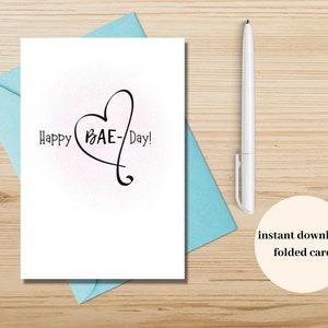 Bae Birthday Card, Happy Bae-day Card for Bae, Blank Inside Card, 5x7 ...