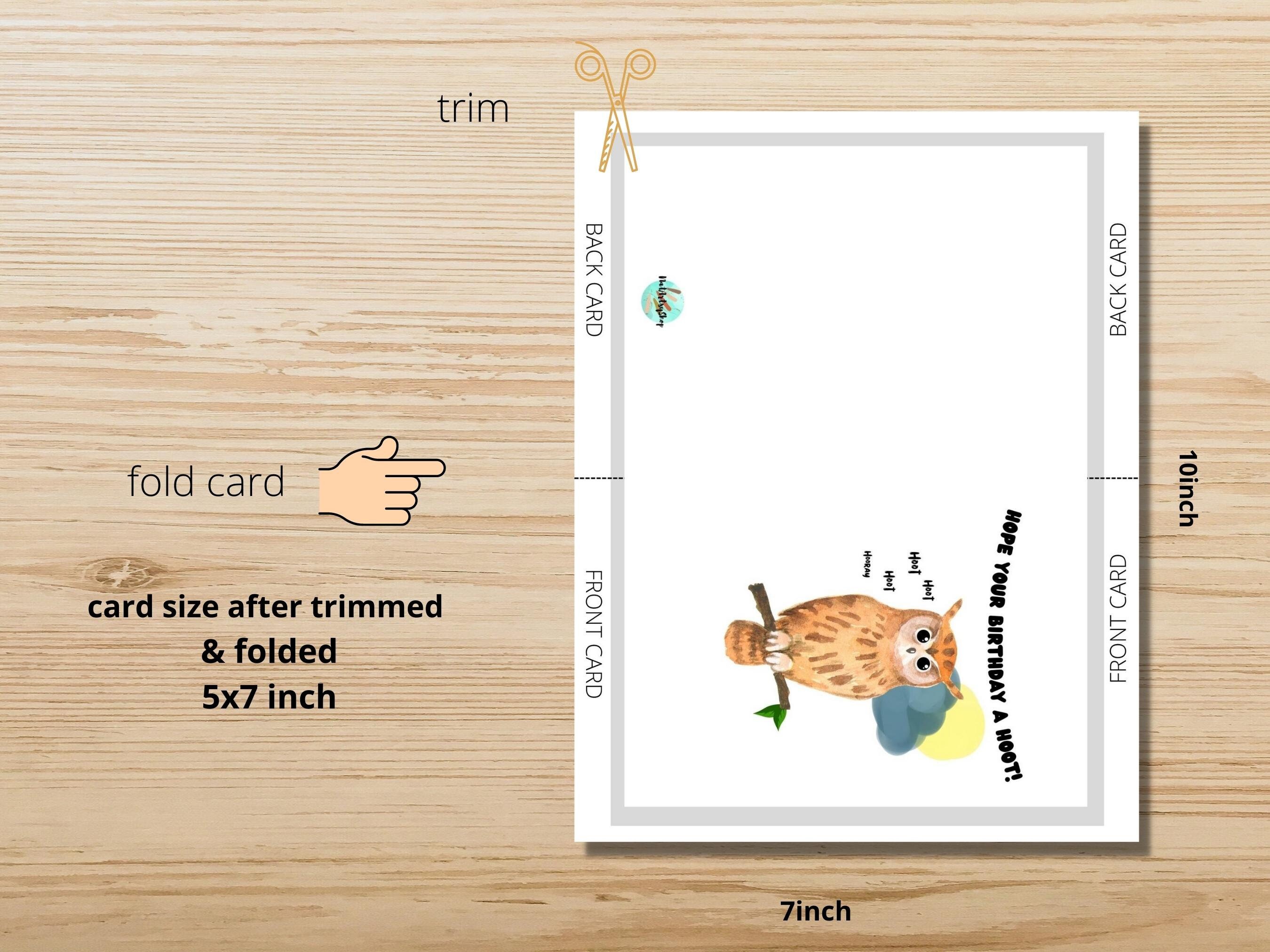 Hoot Birthday, Owl Birthday Card, Printable Owl Birthday Card, 5x7 ...