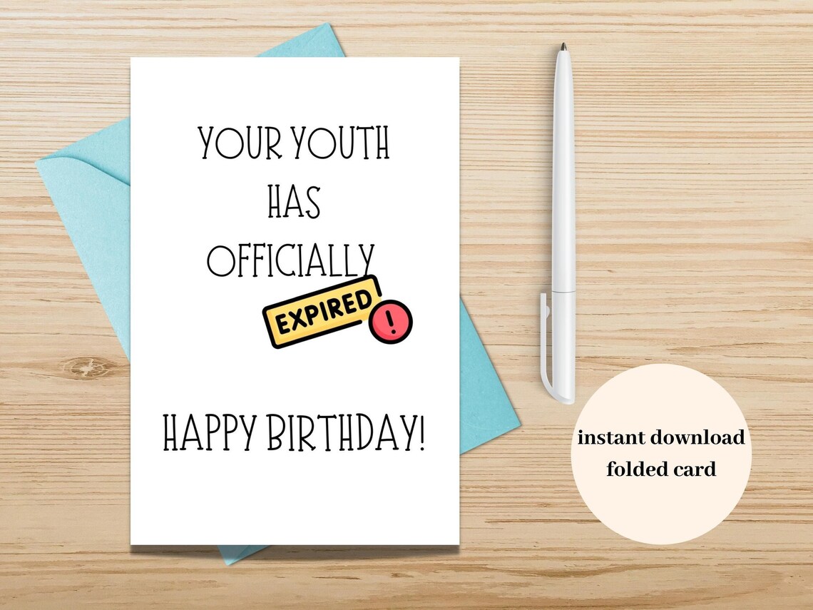 Birthday Card With Joke Funny Birthday Card Downloadble - Etsy