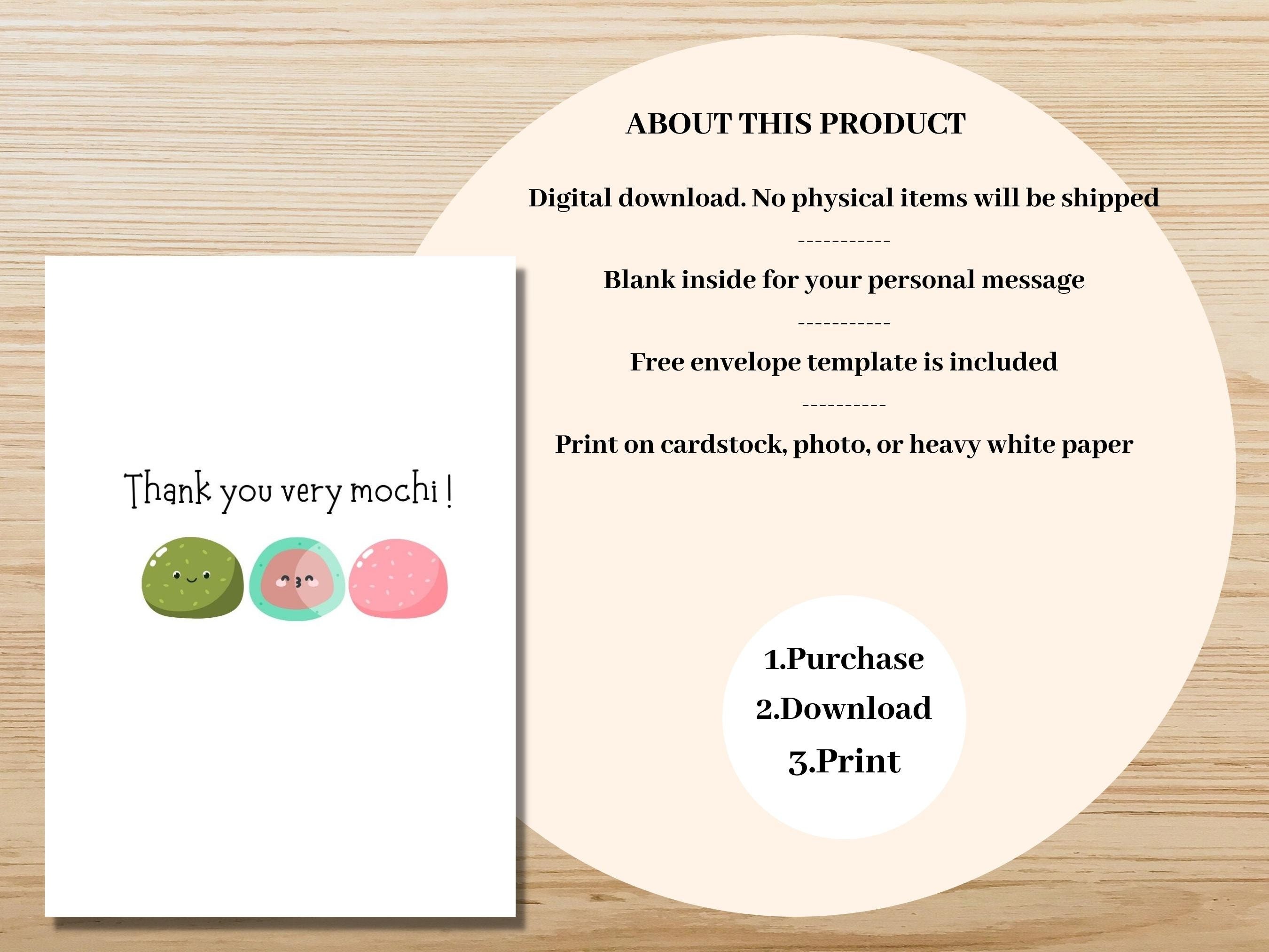 Punny Mochi Thank You Card, Asian Food Theme (digital Download) - Etsy